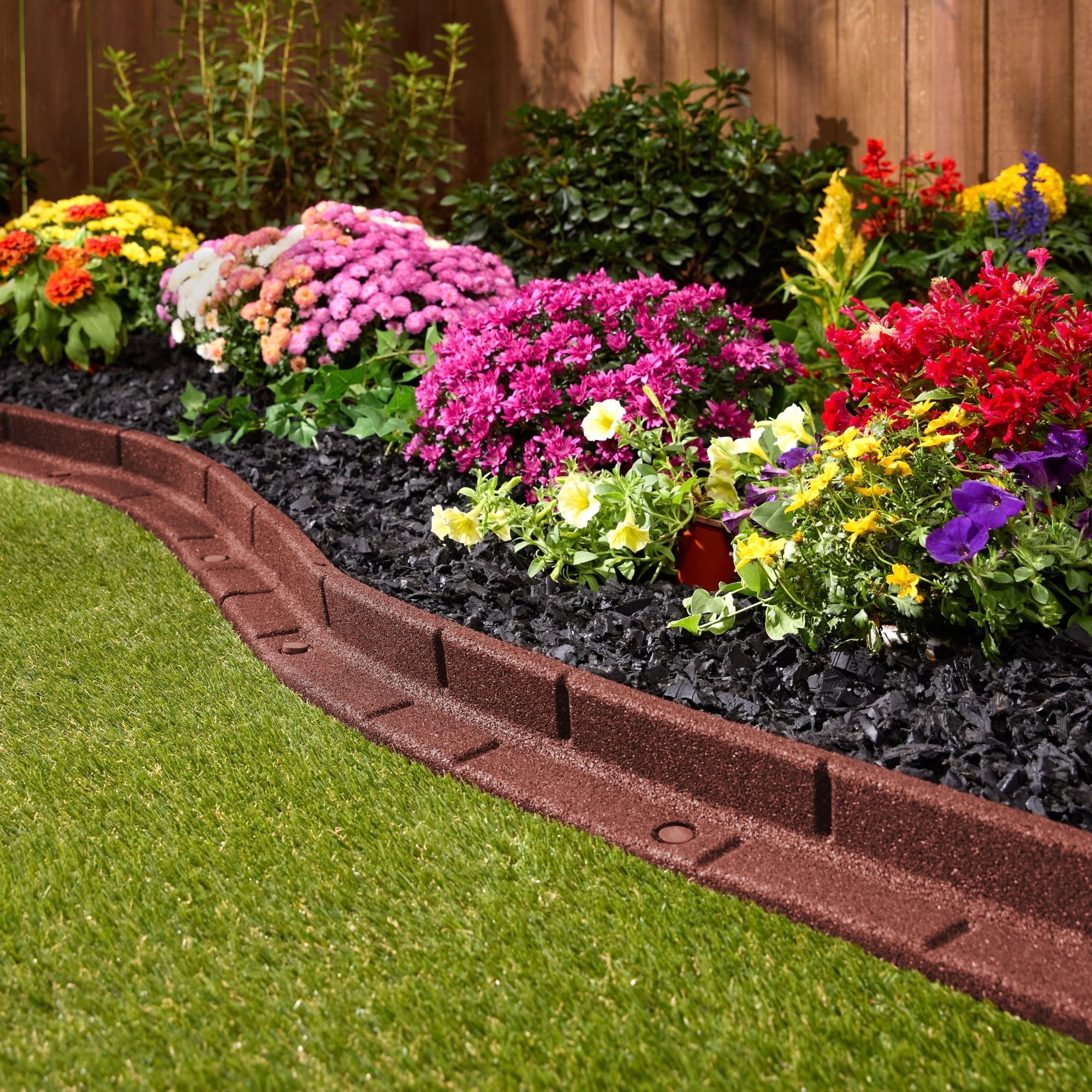 GroundSmart Roman Brick Landscape Edging, 4' Red Rubber Garden Edging ...
