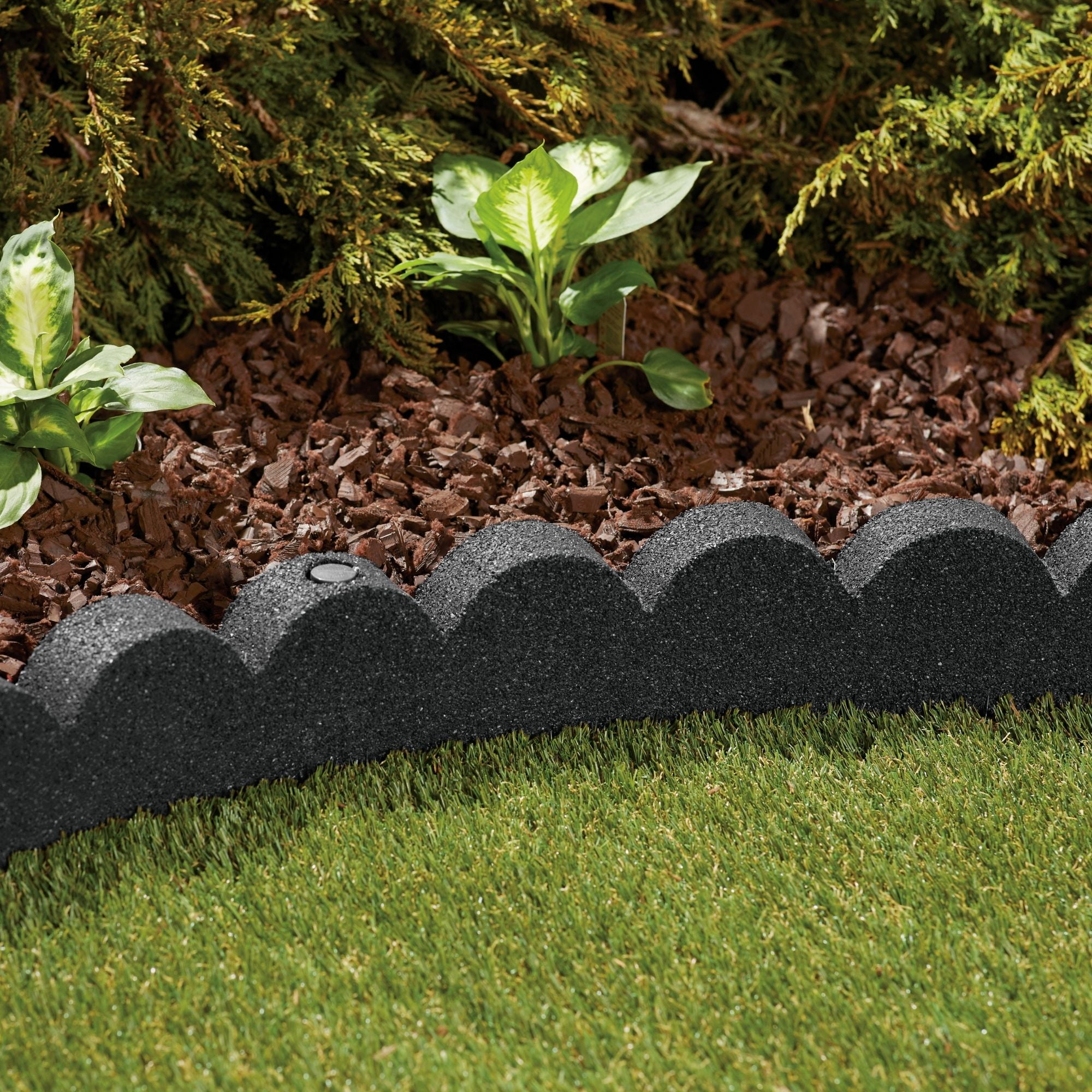 GroundSmart SmartLoc Scallop Landscape Edging, 4' Black Rubber Garden ...