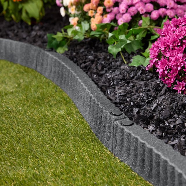 GroundSmart SmartLoc Ripple Edge Landscape Edging, 2' Gray Rubber ...