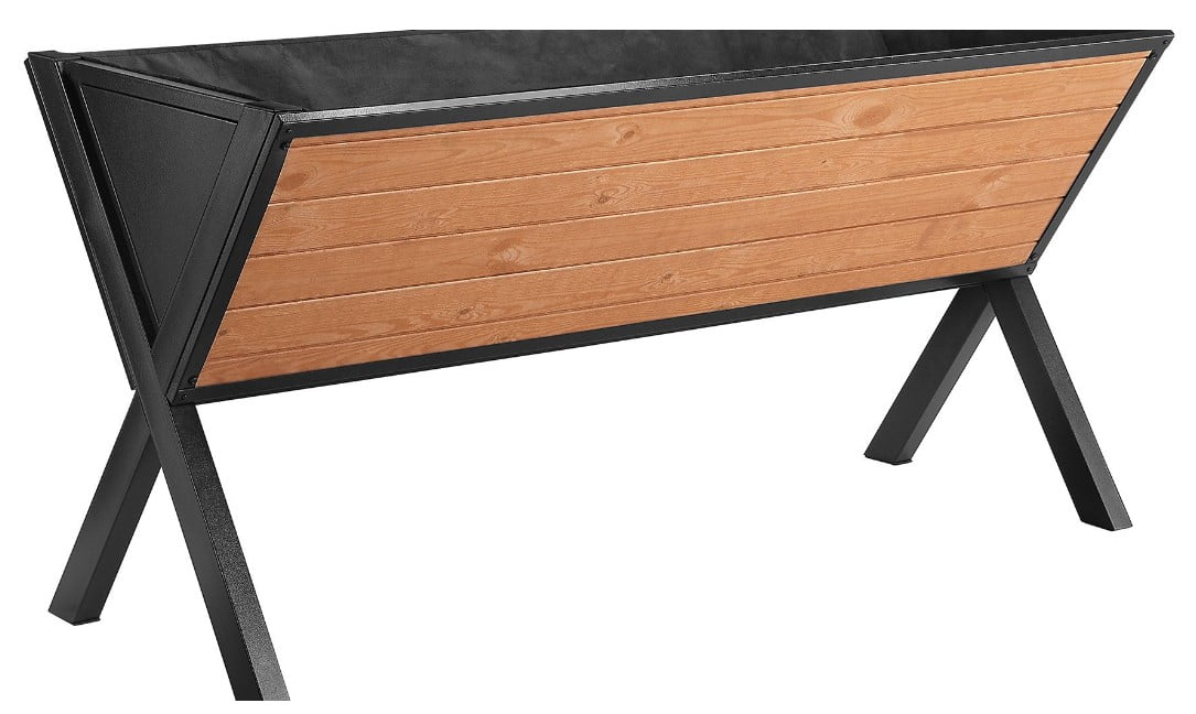 GroundWork 60x25 in. Heavy-Duty Metal and Wood Raised Garden Planter ...