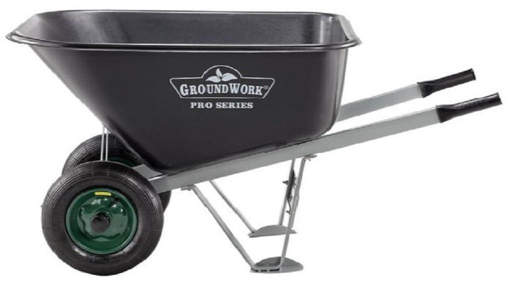 GroundWork Pro Poly Wheelbarrow with Axle Grease Fitting, Pneumatic ...