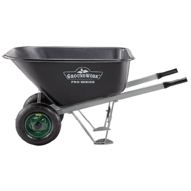 GroundWork Pro Poly Wheelbarrow with Axle Grease Fitting, Pneumatic ...