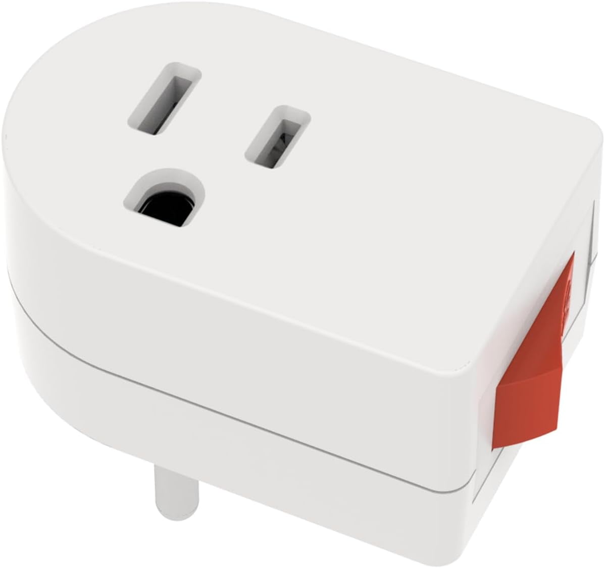 Grounded Single Outlet Power Adapter with On/Off Rocker Switch, 3 Prong ...