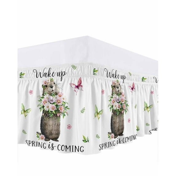 Groundhog Bed Skirt California King Size 18 Inch Drop, Watercolor ...