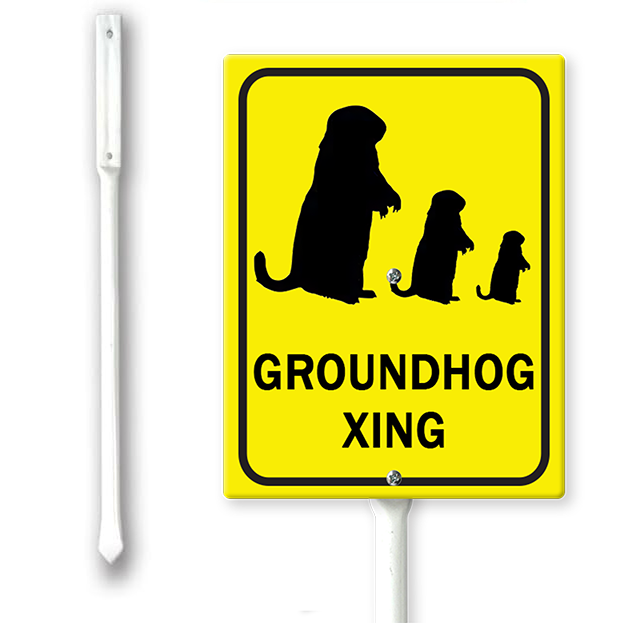 Groundhog Crossing Yard Sign With Stakes Outdoor Lawn Yard Signs 8 x 12 ...
