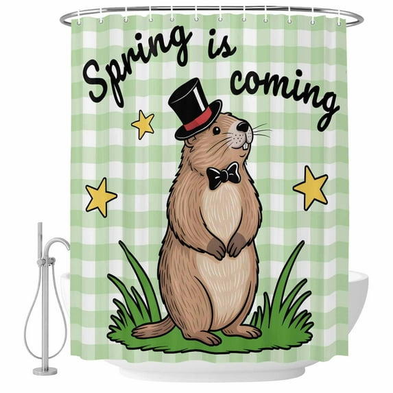Groundhog Day Bathroom Shower Curtains with Hooks, Spring Is Coming ...