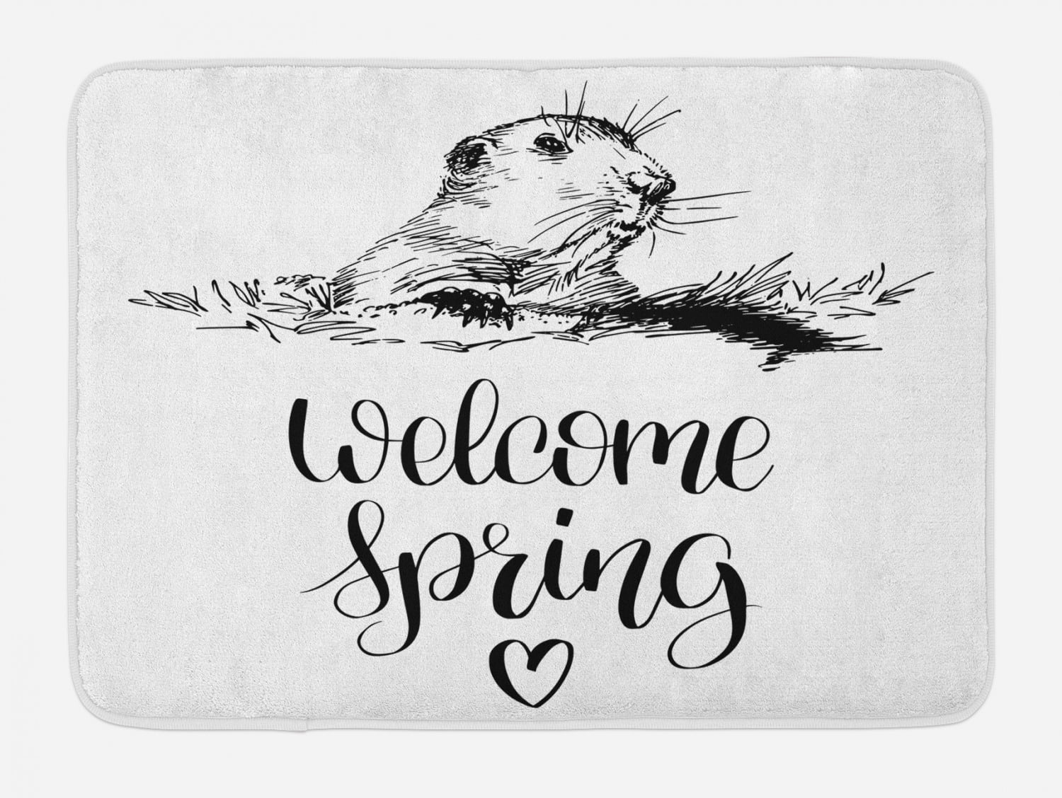 Groundhog Day Collection Bath Mat, Cursive Lettering od Welcome Spring ...