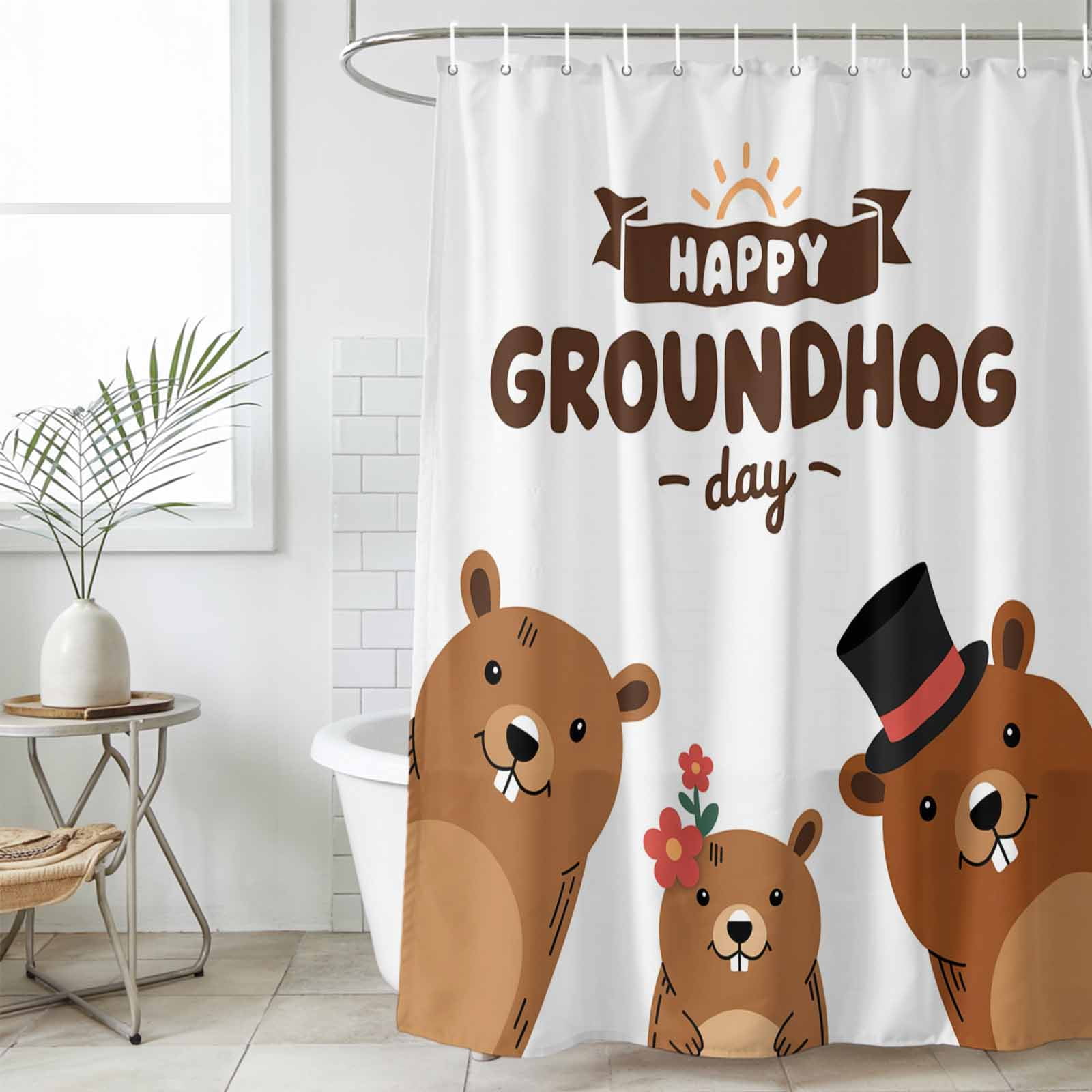 Groundhog Day Shower Curtain Set, Waterproof Shower Curtains for ...