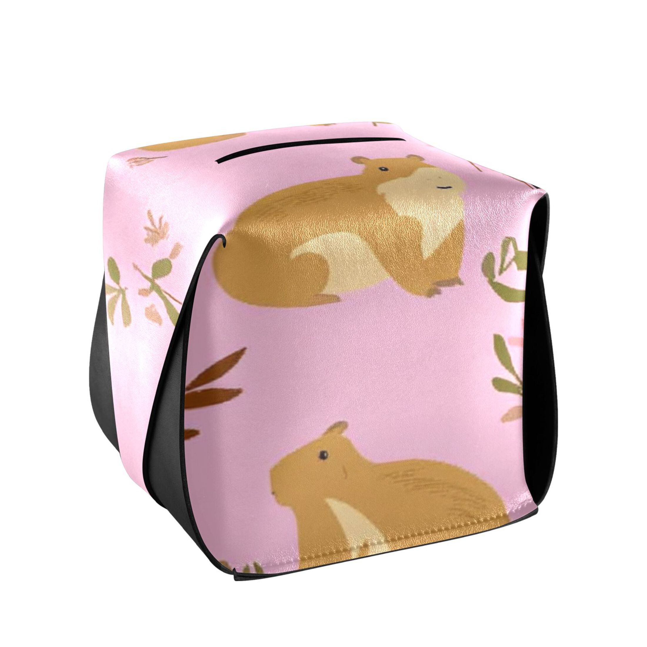 Groundhog on Pink Tissue Box Cover Leather Square Rectangle Tissue Box ...