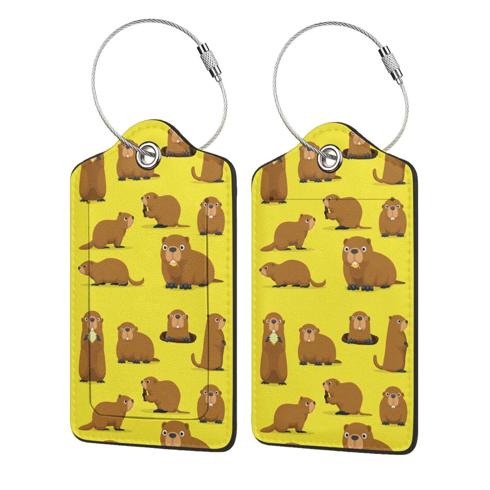 Groundhogs Marmot Cartoon Pattern Luggage Tags for Suitcase PU Privacy ...
