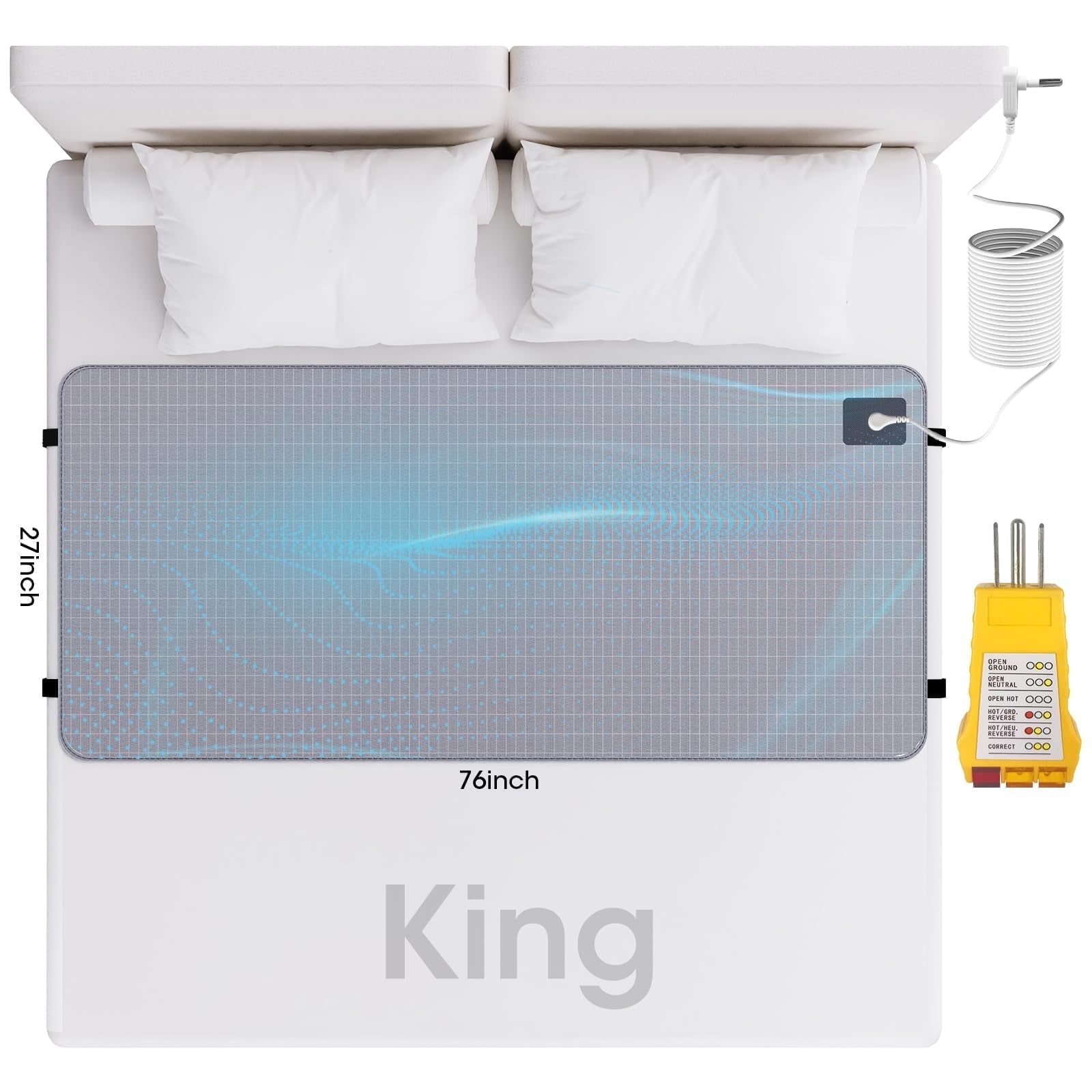 Grounding Mat for Bed, Grounding Mat with 10% Silver Fiber and 90% ...