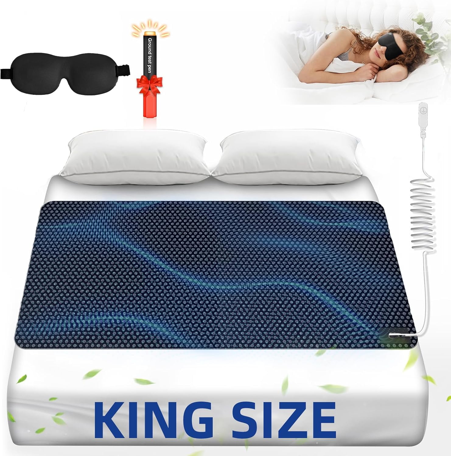 Grounding Mat for Bed, Grounding Pad for Sleeping, Anti-Slip PU Leather ...