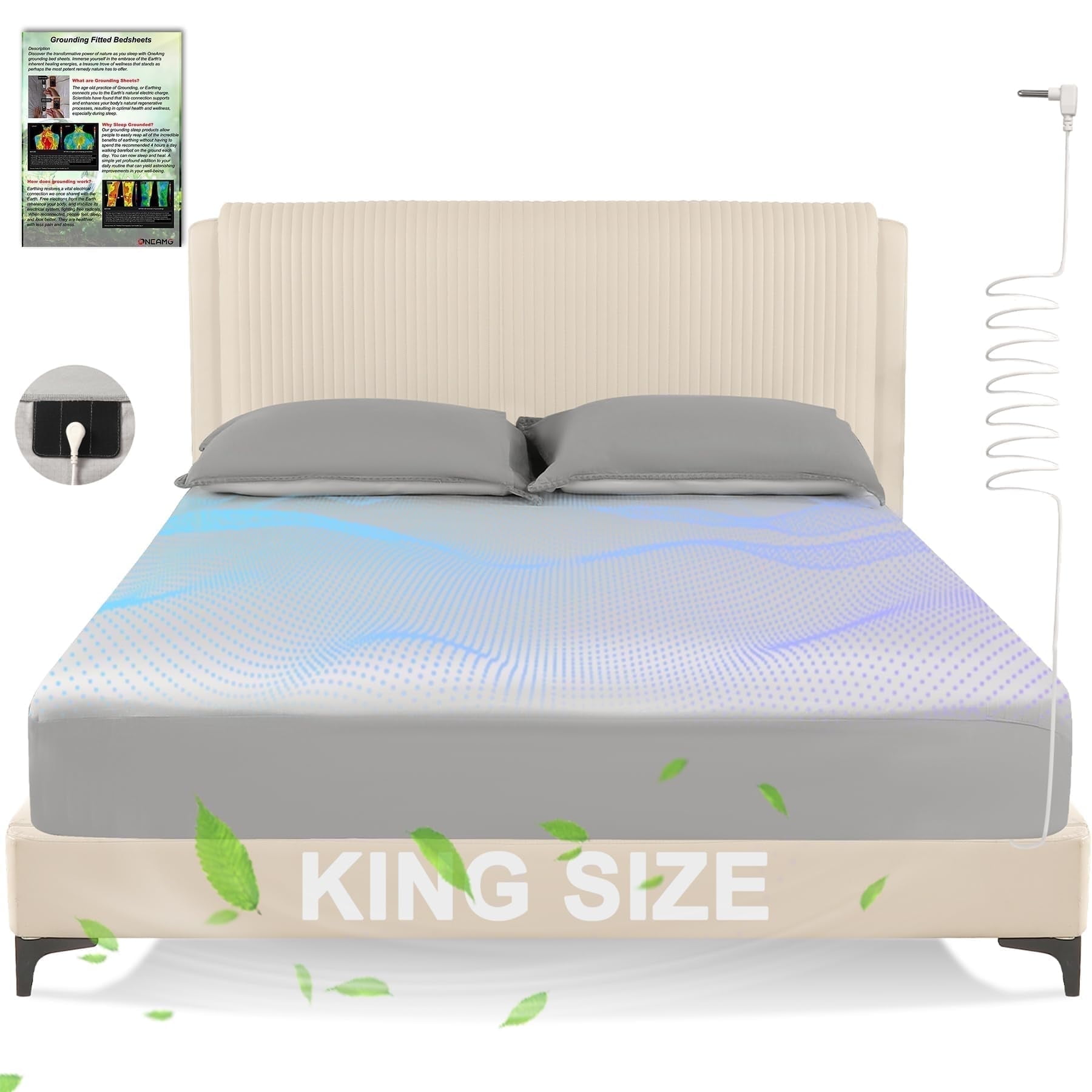 Grounding Sheets King Size,Earth Grounded Fitted Bed Sheet 10% Pure ...