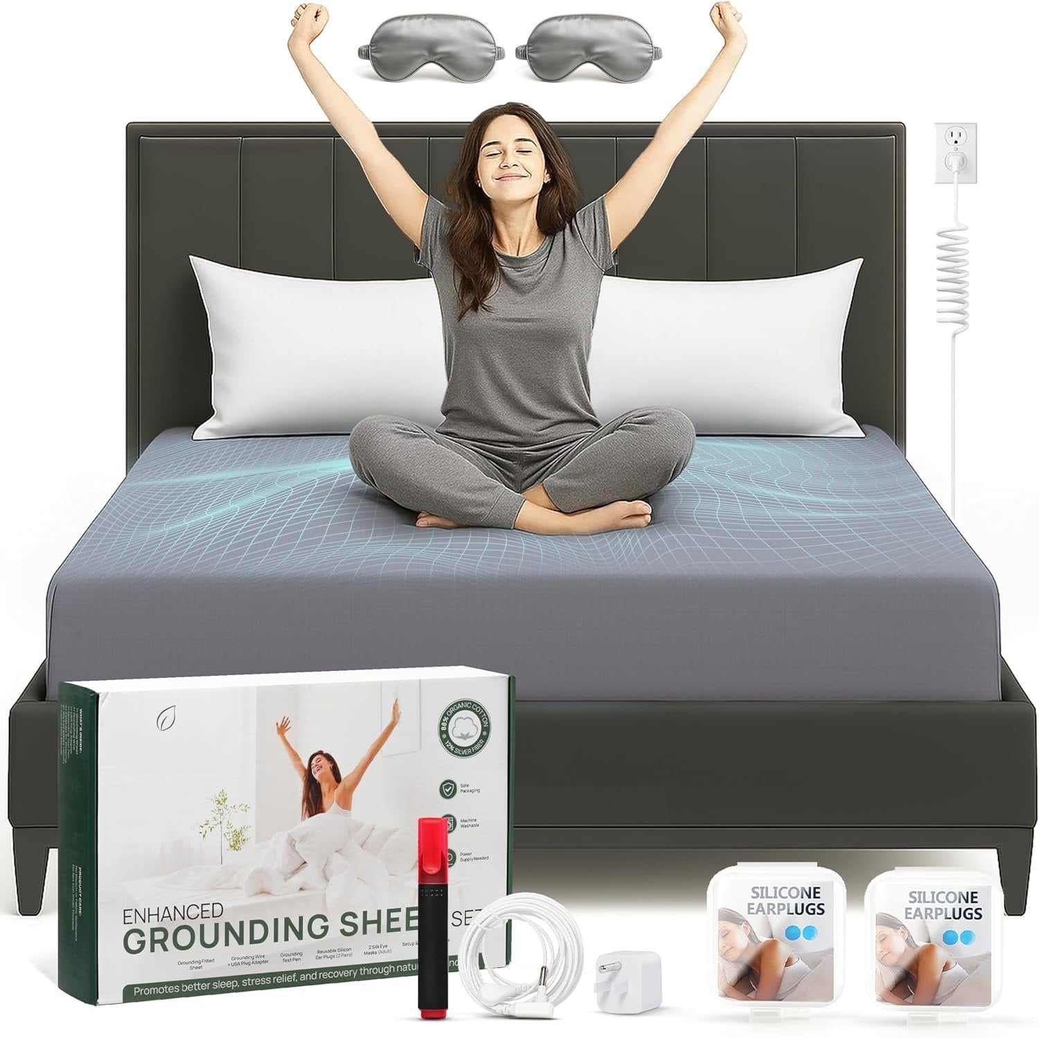 Grounding Sheets Size, 12% Pure Fiber Earthing Bed Sheet, 88% Naturally ...