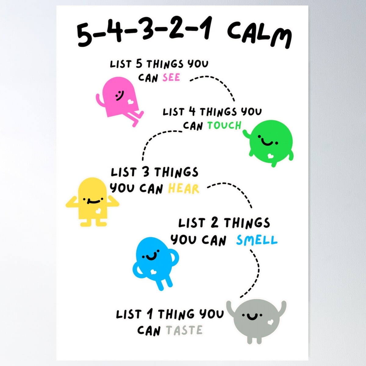 Grounding Technique Calm Down 5-4-3-2-1 Poster Wall Art, Modern Wall ...