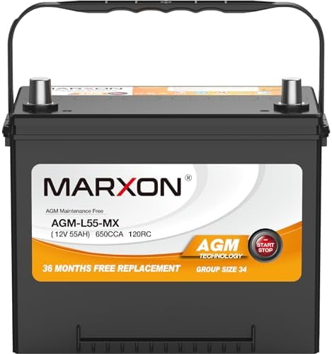 Group 34 Car Battery 12v 55AH 660CCA AGM Batteries Maintenance Free ...