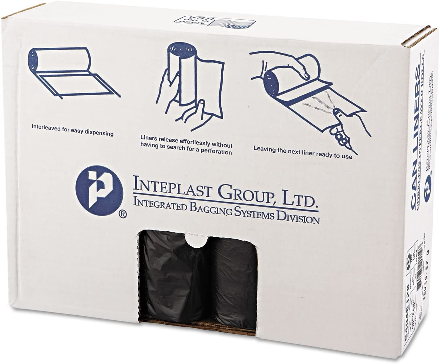 Group High-Density Interleaved Can Liners, 45 gal, 12 microns, 40" x ...