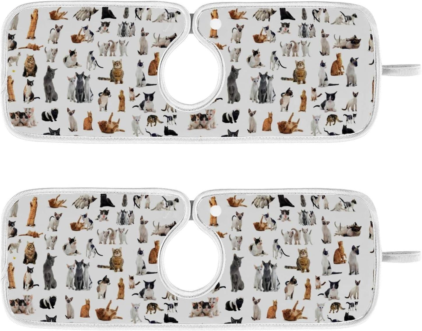 Group Of Cats and Kitten on A White 2PCS Faucet Absorbent Mat Kitchen ...