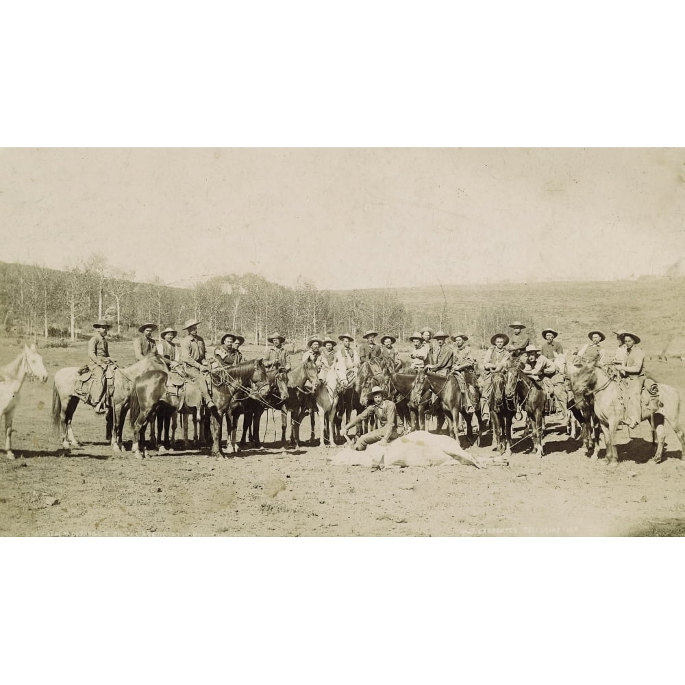 Quite A Few Cowboys To Rope One Steer Poster Print by W.J. Carpenter (18 x 24) - Walmart.com