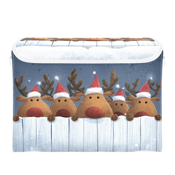 Group Of Reindeer Behind Fence Christmas Night Foldable Storage Bins ...