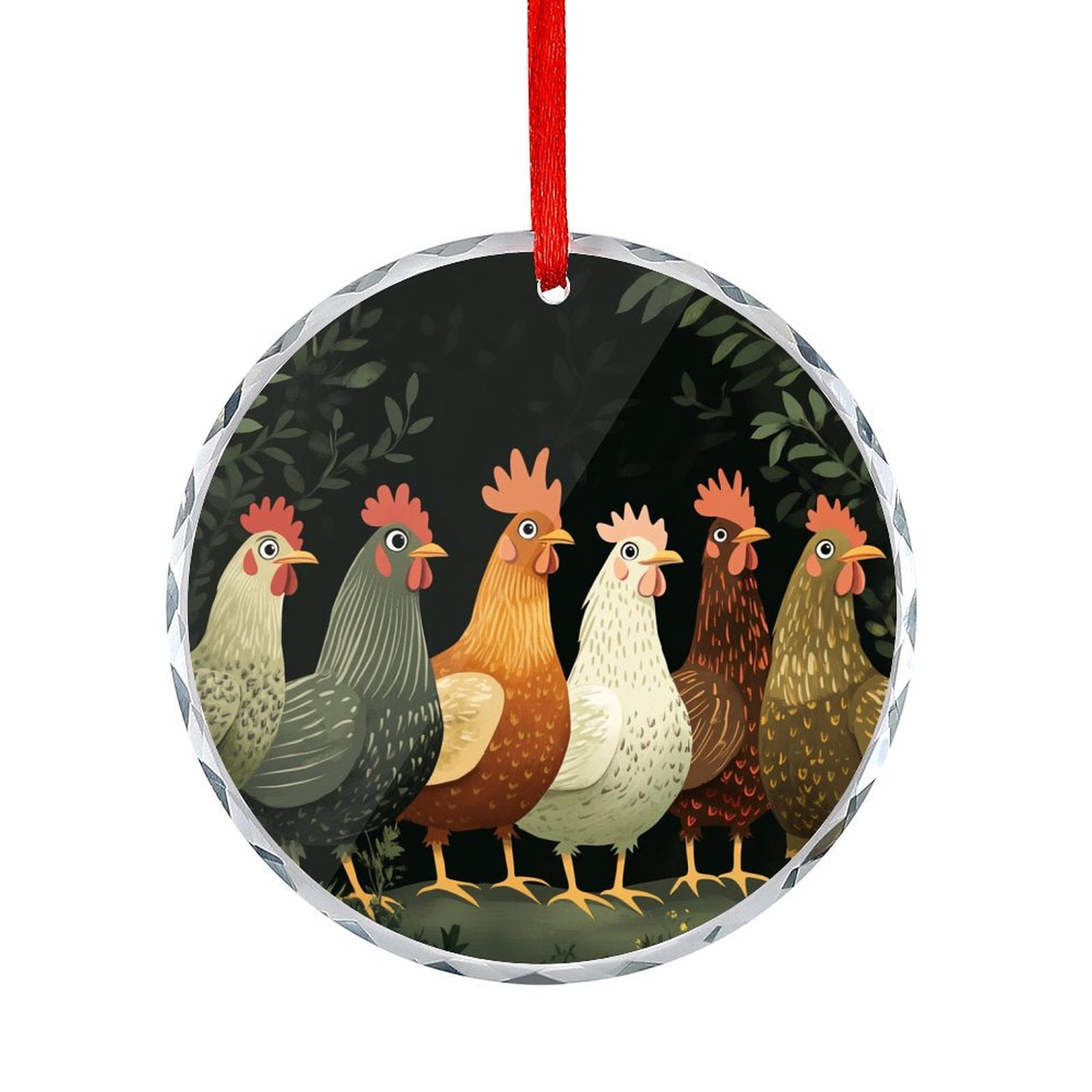 Group of Chickens Crystal Glass Christmas Ornament Chicken Decorative ...