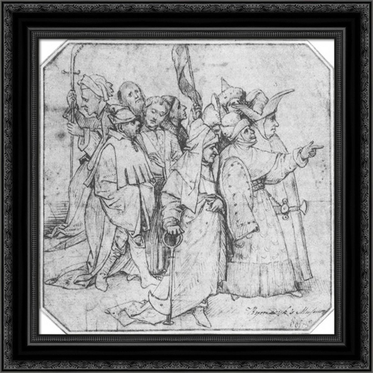 Group of Male Figures 20x20 Black Ornate Wood Framed Canvas Art by ...