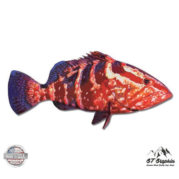 Grouper - 3" Vinyl Sticker - For Car Laptop I-Pad Phone Helmet Hard Hat ...