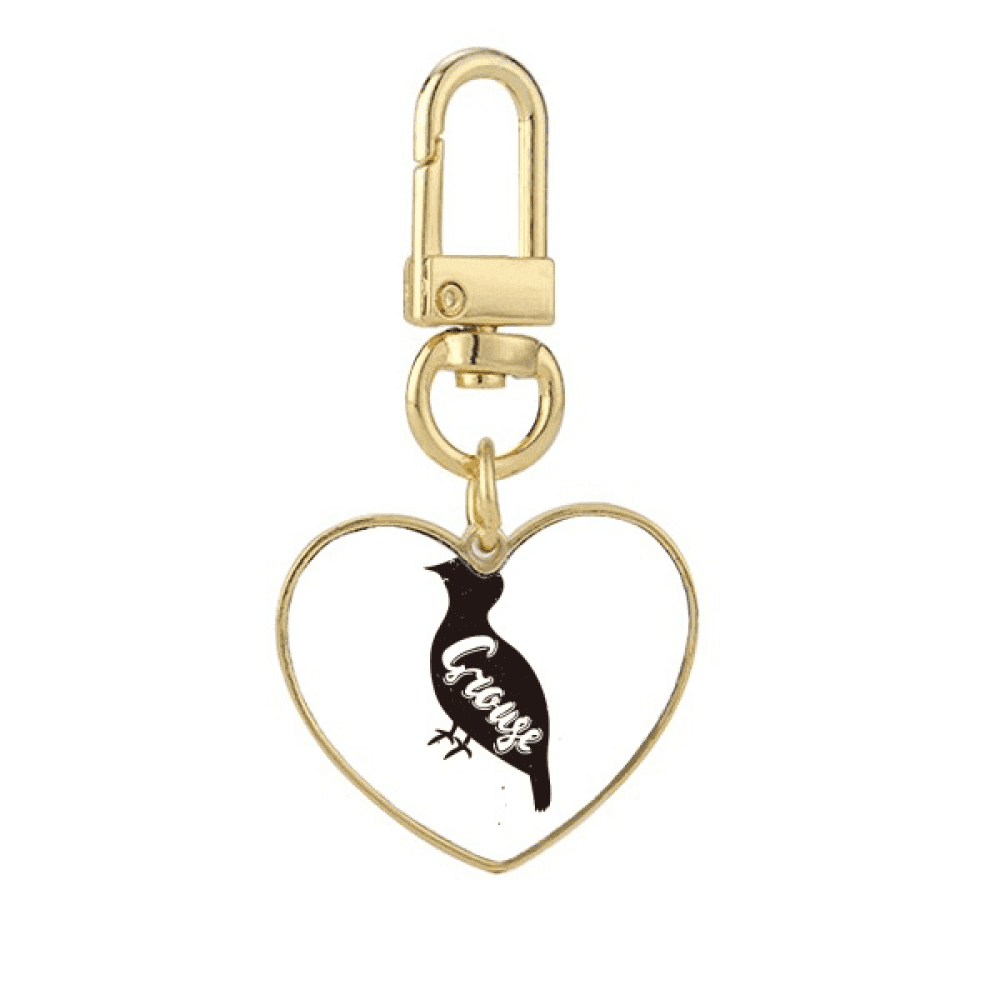 Grouse Black And White Animal Gold Heart Keychain Metal Keyring Holder ...