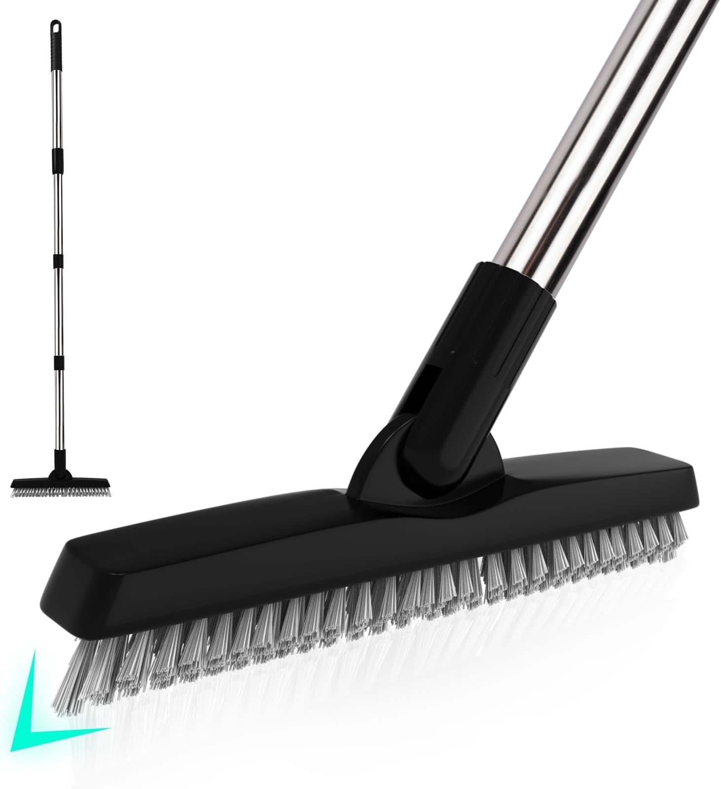 Grout Brush Cleaner with Adjustable Long Handle Swivel V-Shaped Stiff ...