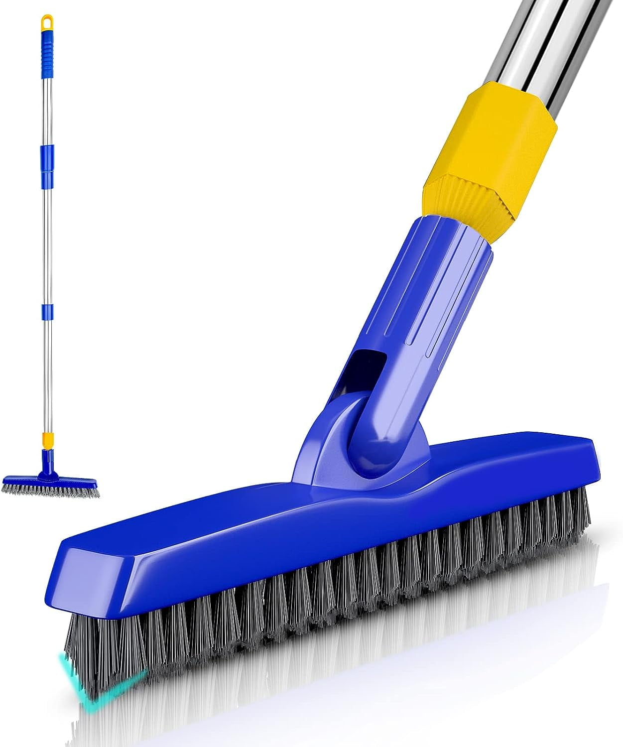 Grout Brush with Long Adjustable Handle, Swivel Scrub Brush, V-Shape ...