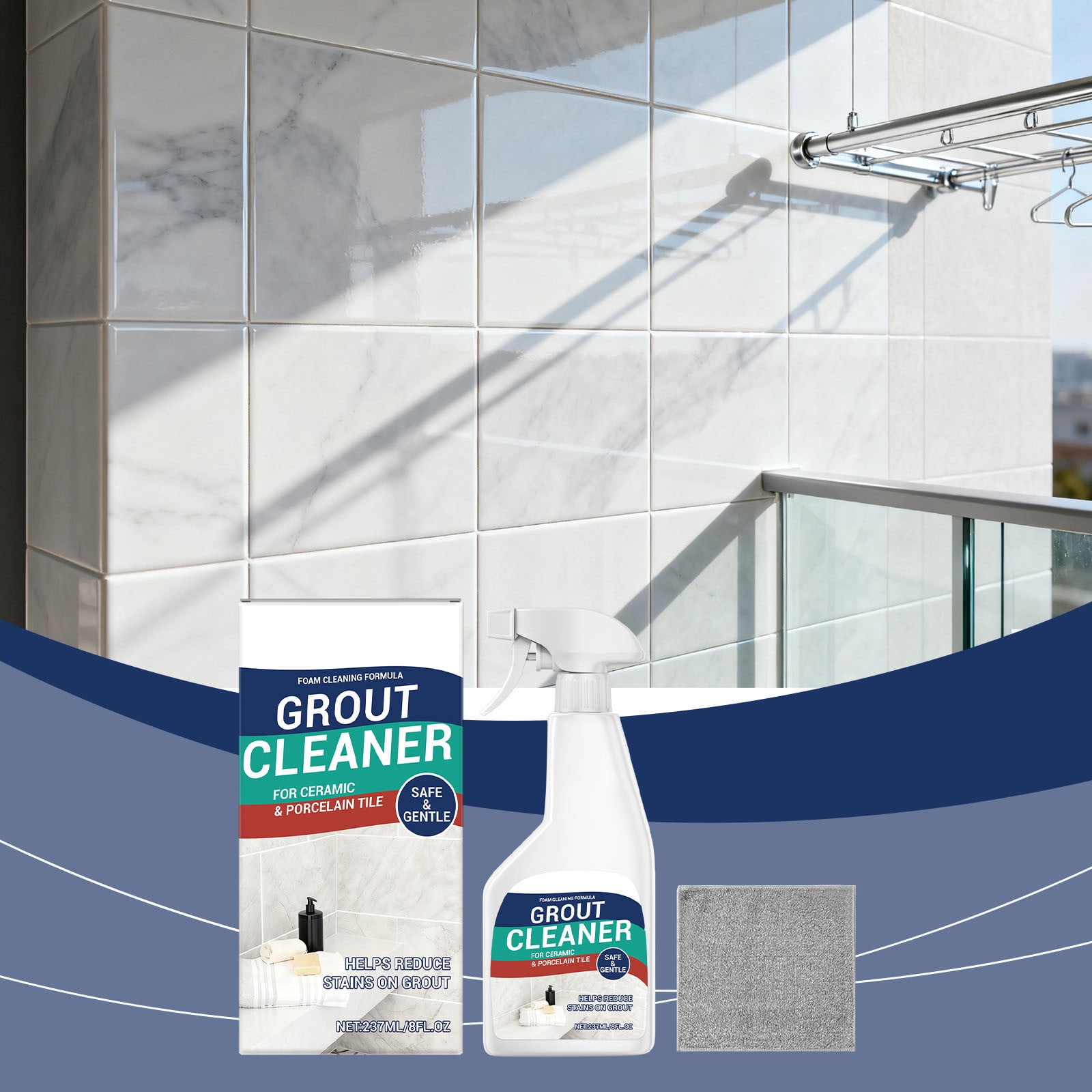 Grout Cleaner Kit with Brush, Whitening Gel for Tile Joints on Floors ...