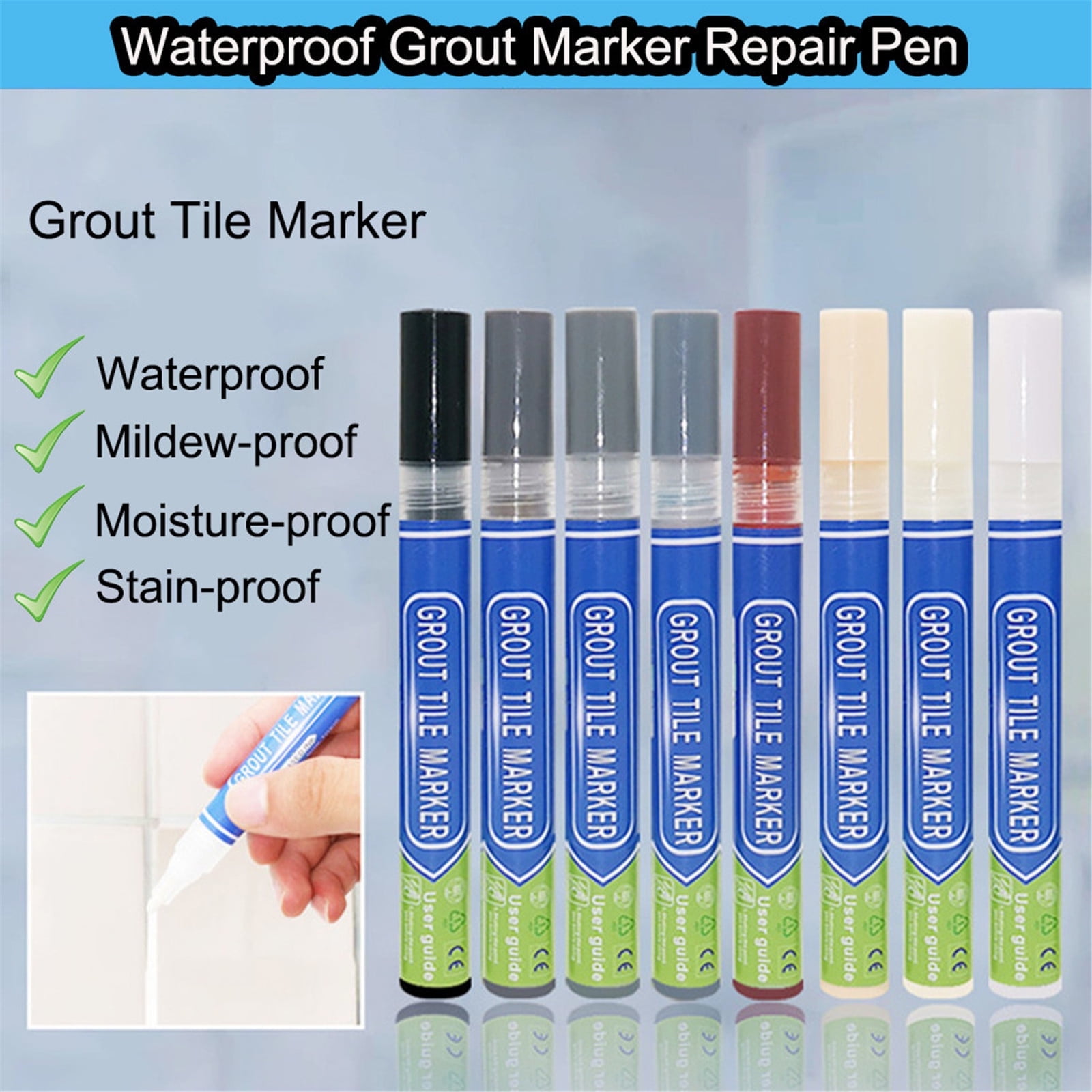 Grout Marker Pen, Tile Beauty Styling Pen 32ml, 8-pack in 8 Colors with ...