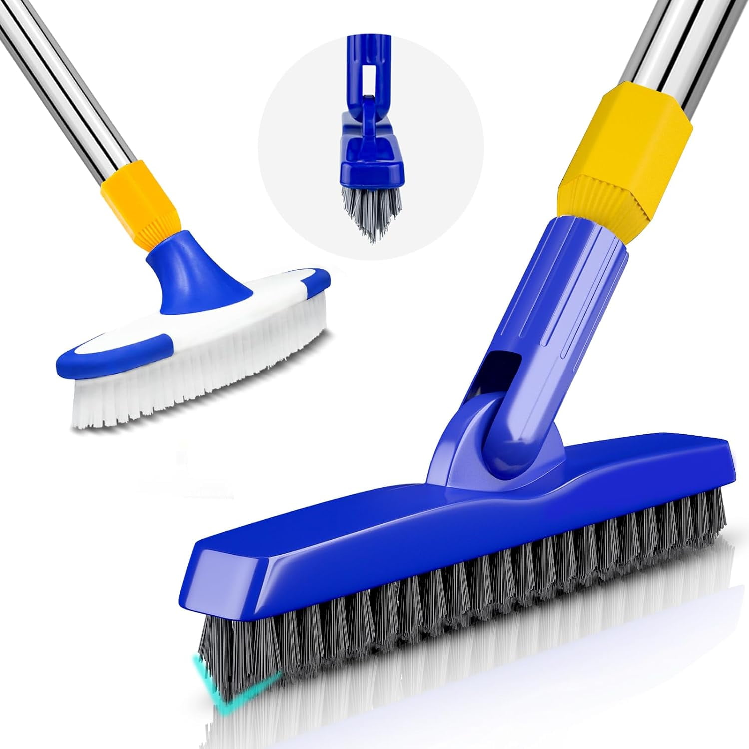 Grout & Scrub Brush Combo, Floor Scrubber with Long Handle, Multi ...