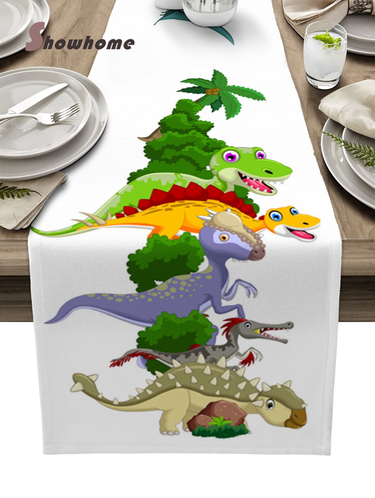 Grove Dinosaur Coconut Tree Table Runner Wedding Party r Modern Coffee ...