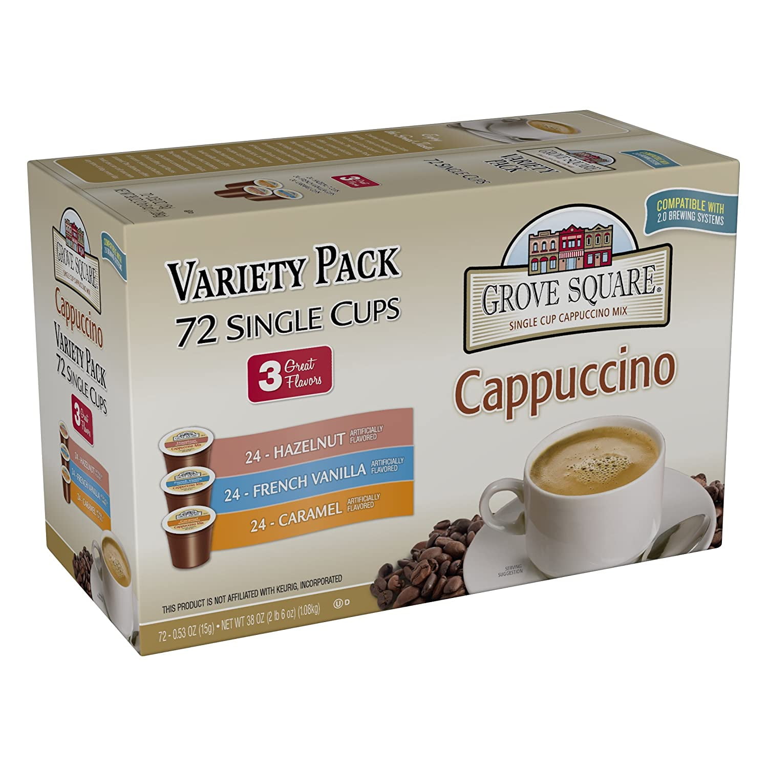 Grove SquareCappuccino Pods, Variety, Single Serve (Pack of 72 ...