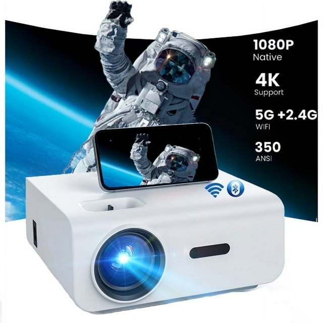 "GROVIEW Mini Projector, 1080P HD, 240"" LCD Display, 7500 Lux, 100 ...