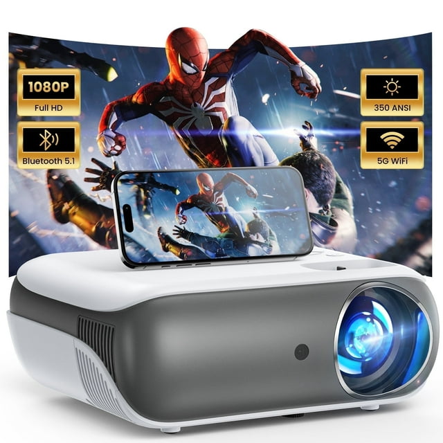Groview 5G Projector, Native 1080P Projector with WiFi and Bluetooth ...