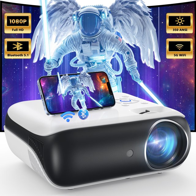 Groview 5G WiFi Projector, Native 1080P Bluetooth Projector with 100 ...