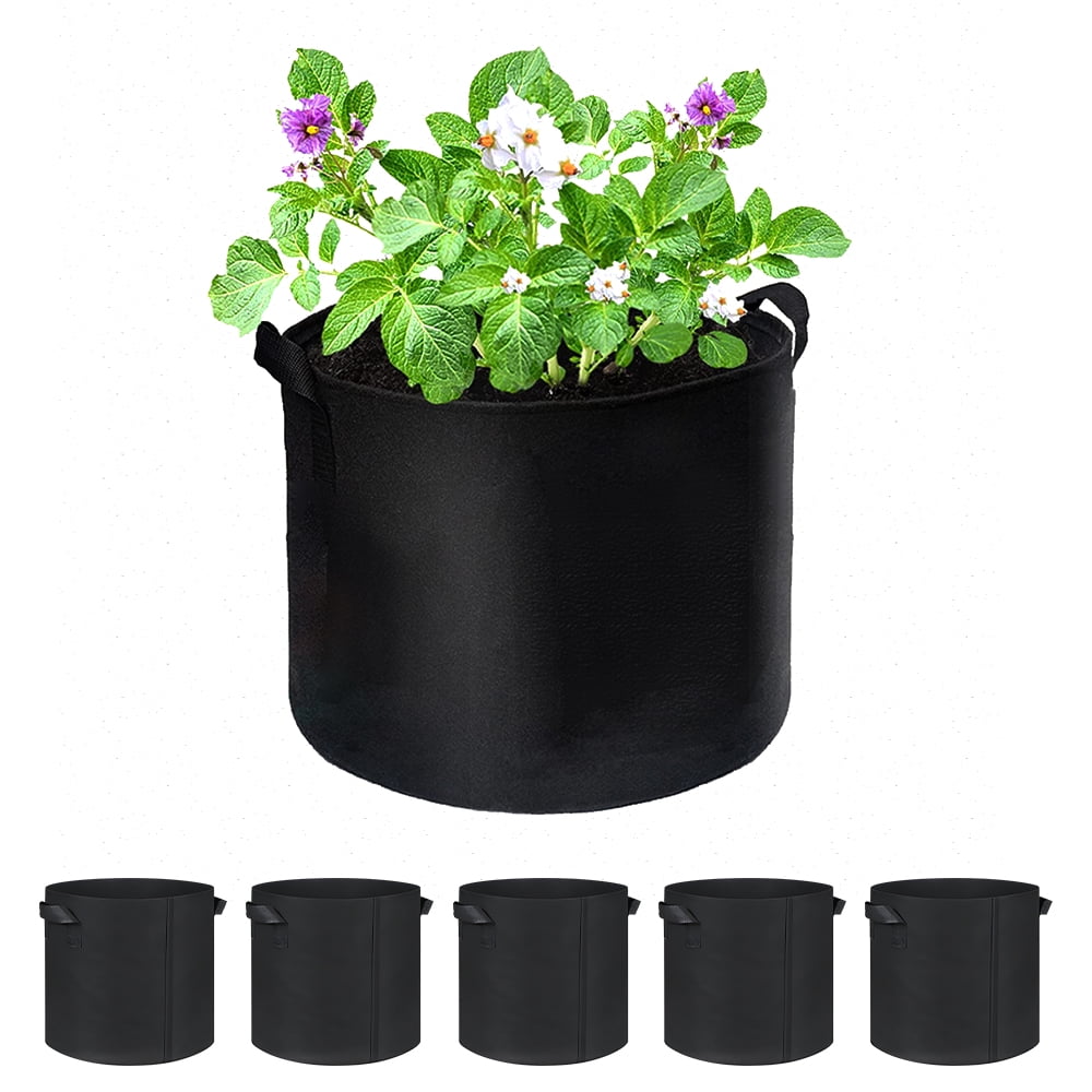 Grow Bag,Planters With Fabric Planters Plant 5 Non Fabric Breathable ...