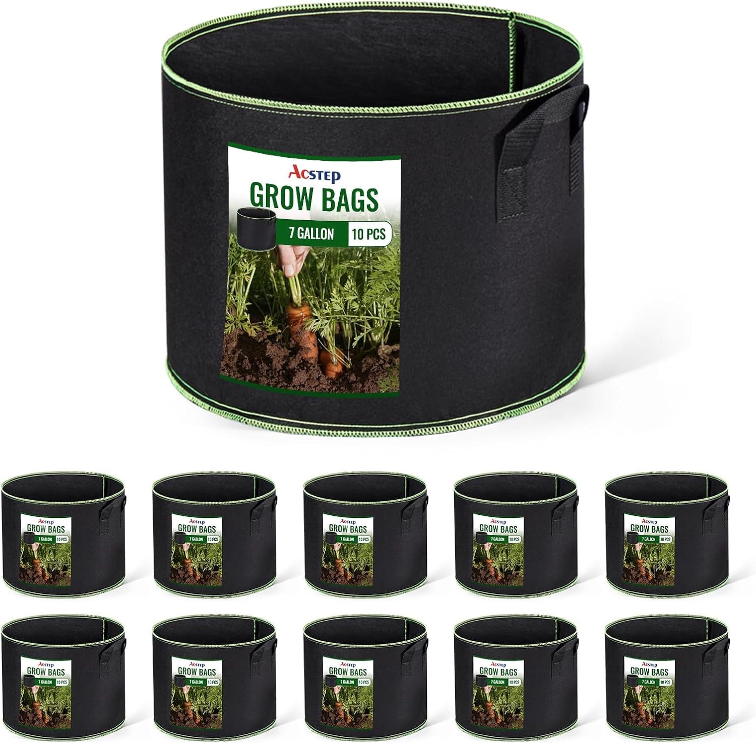 Grow Bags 10-Pack 7 Gallon Heavy Duty Aeration Fabric Pots Thickened ...