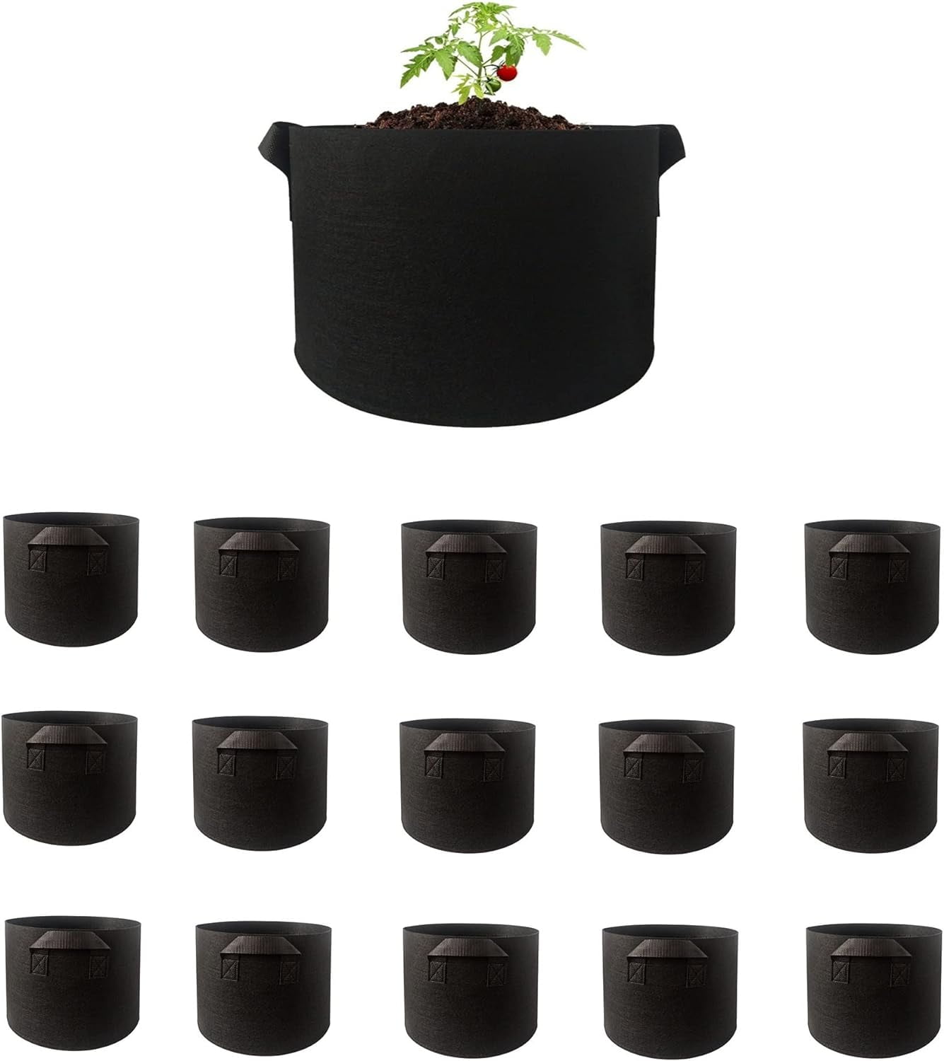 Grow Bags 15-Pack for Vegetable/Flower/Plant Aeration Fabric Pots with ...