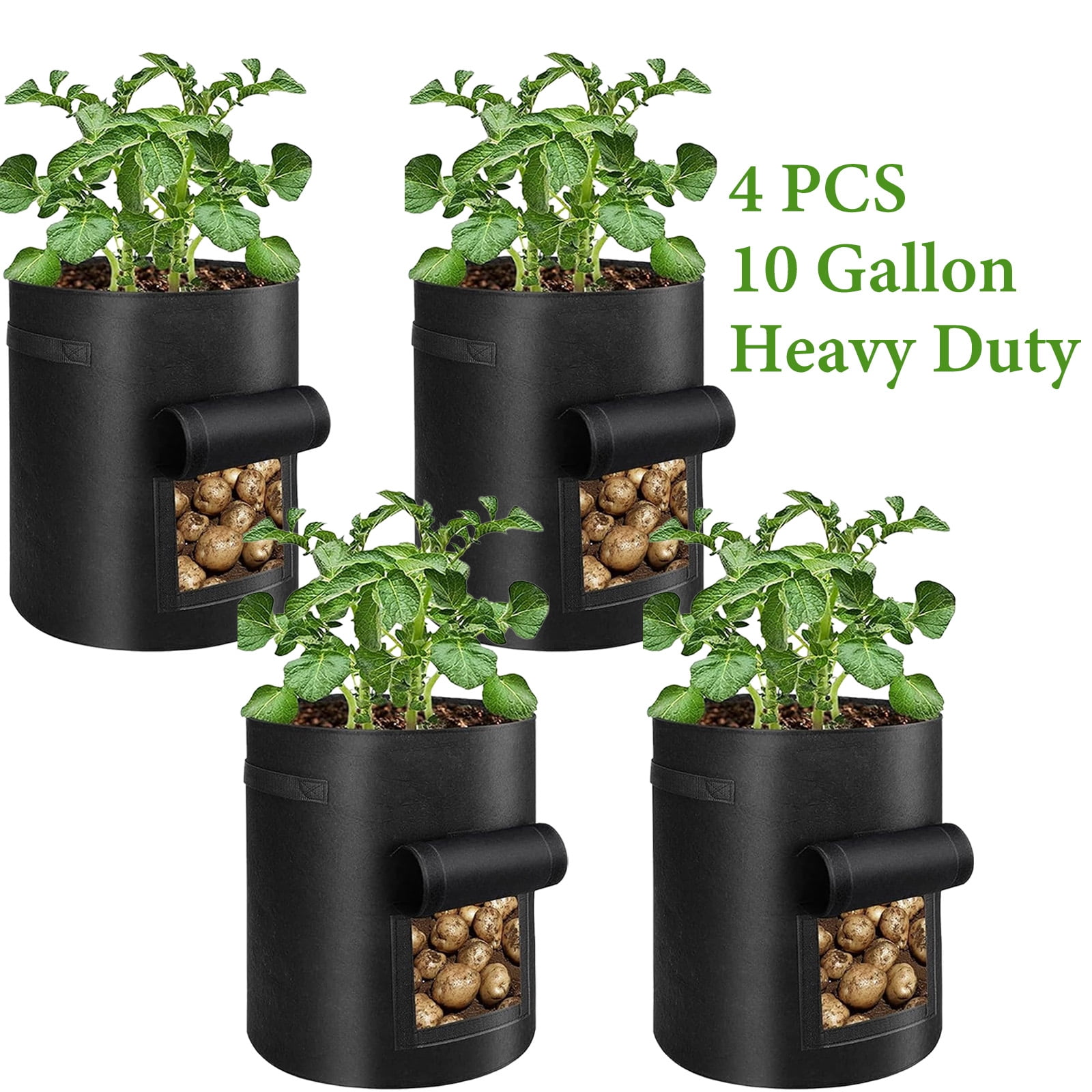 Potato Grow Bags, 4 Pack 10 Gallon Planting Heavy Duty Pouch Fabric ...