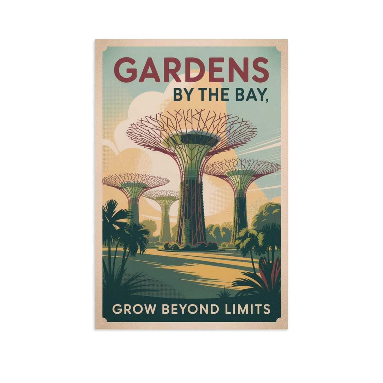 Grow Beyond Limits Gardens by The Bay Retro Travel Poster Vintage ...