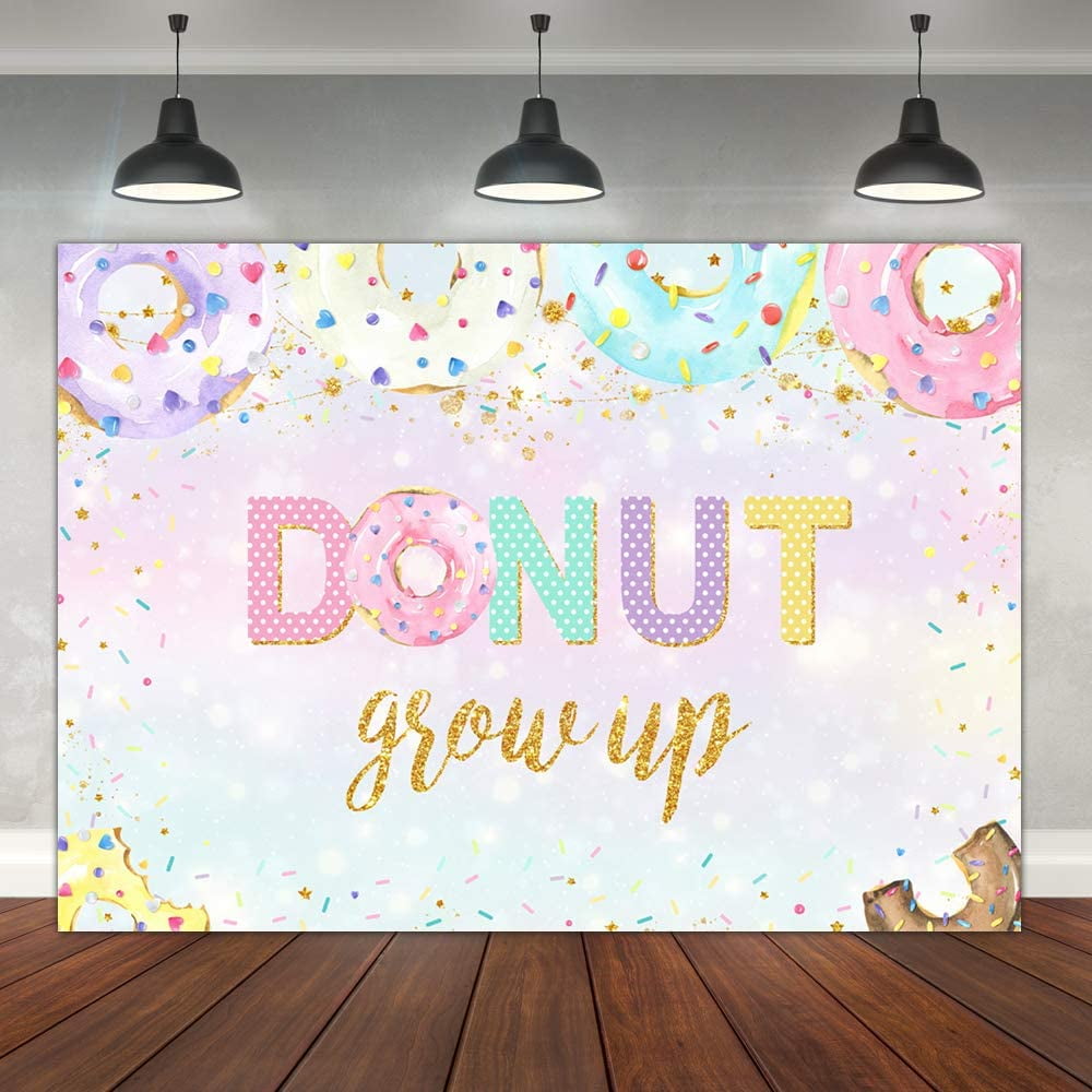 Grow Up Birthday Party Backdrop Colorful Desserts Confetti Photo ...