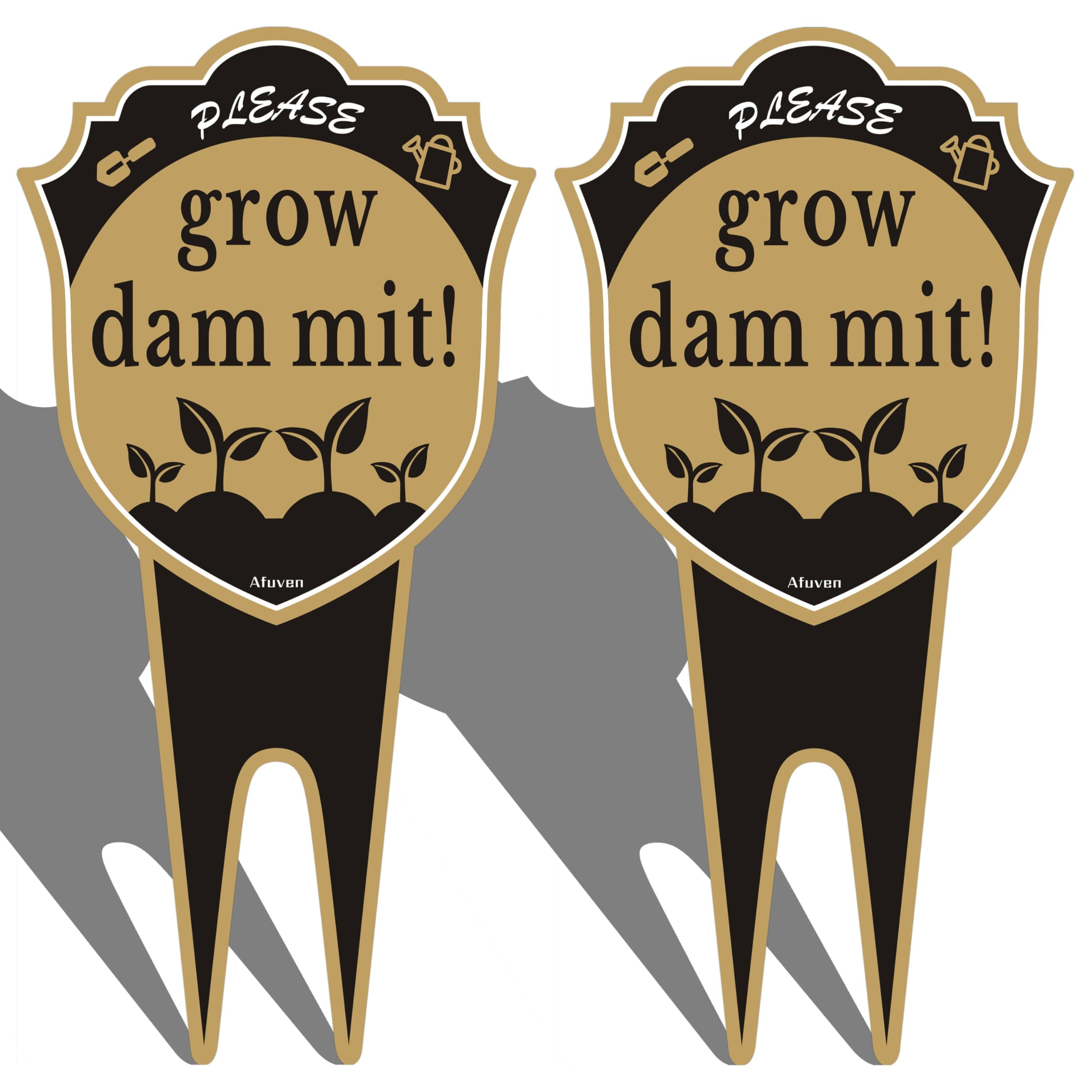 Grow Dammit Signs 12”x 6”Grow Dam Mit Garden Stakes Signs On Your Lawn ...