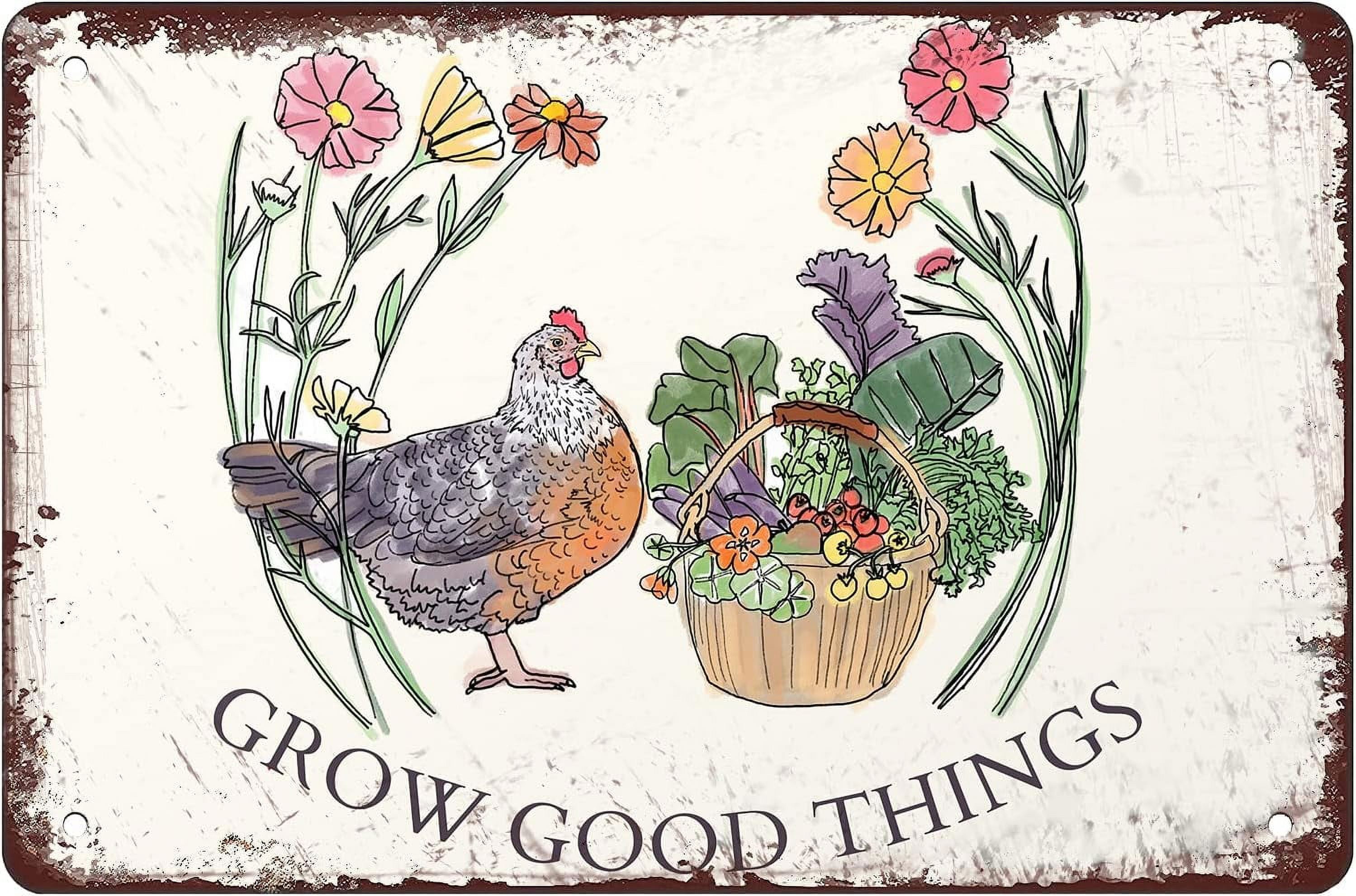 Grow Good Things Chicken Art print Chickens Poster Wall Art Home Decor ...