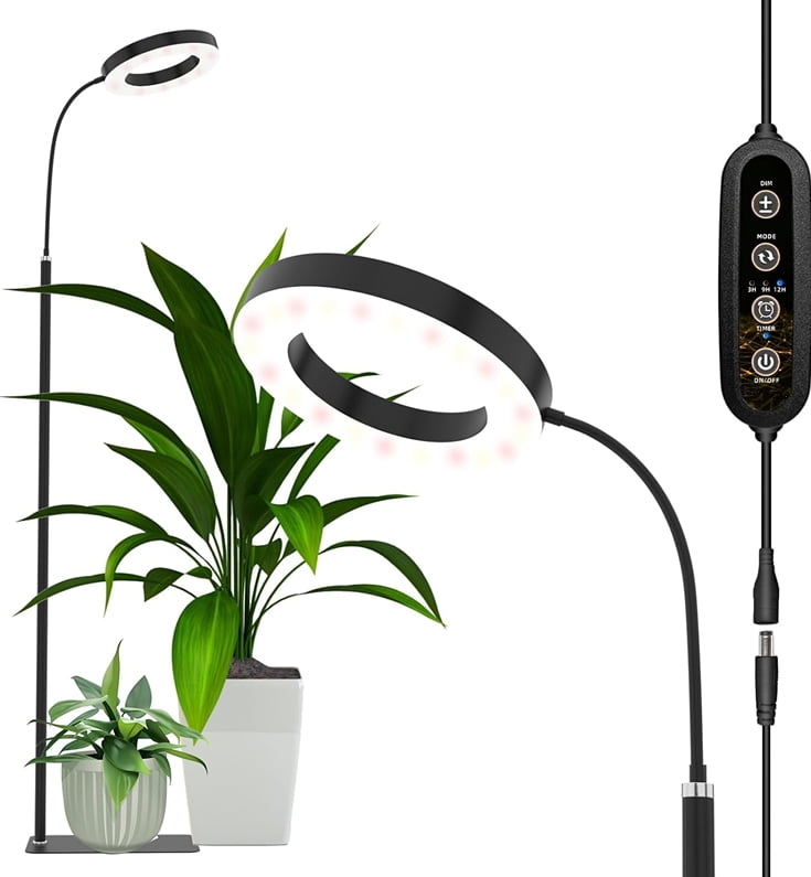 Grow Light, 2-Head LED Floor Plant Growing Lamp, Full Spectrum Plant ...