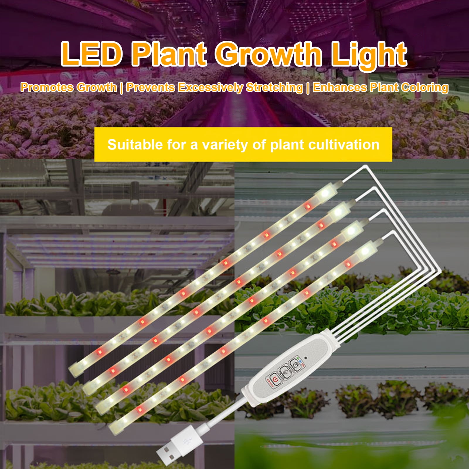 Grow Light,3000k Lamp Supplement 4 Indoor Red Plant Indoor Dimmable ...
