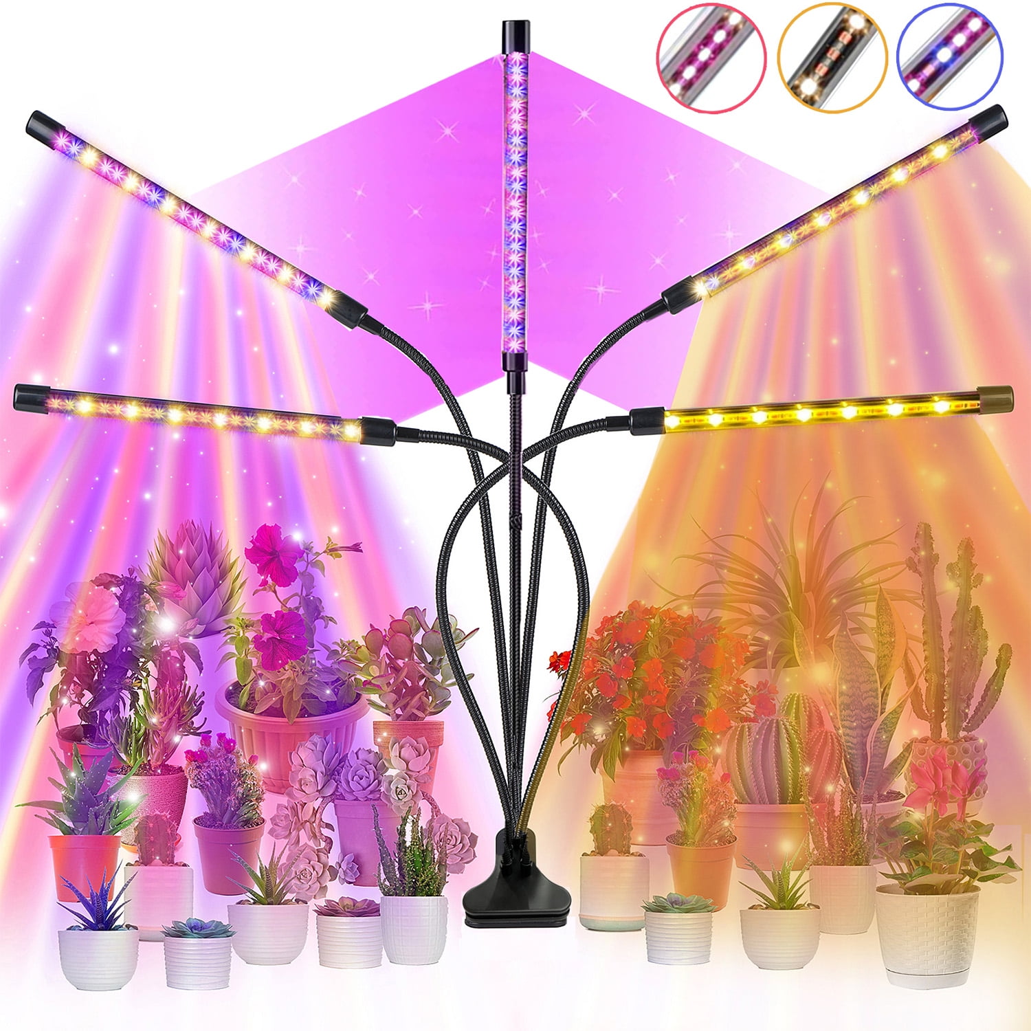 Grow Light, 5 Heads Grow Lights for Indoor Plants, LED Plant Growing ...