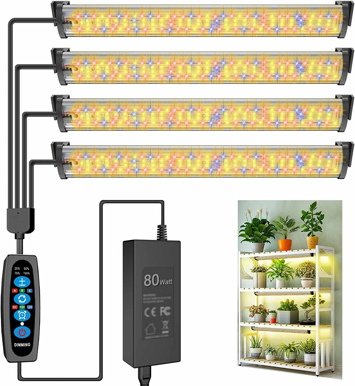 Grow Light, 80W Grow Light Strip, 3 Spectra Modes, Dimmable Plant ...